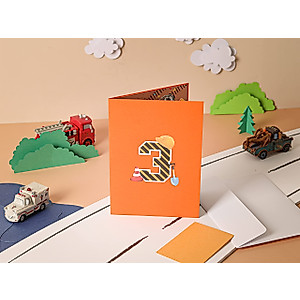 Liif 3D Pop-Up Birthday Card for 3-Year-Old Boy, Envelope Included