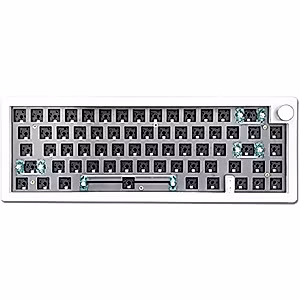BOYI GMK67-65% Barebones Keyboard Kit,Hot Swap BT5.0/2.4G/Type-C Tri-Mode Wireless RGB Mechanical Keyboard PCB Mounting Kit with Silicone Pad,South-Facing LEDs Customized Keyboard Kit(White+Knob)