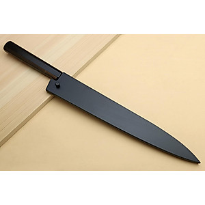Yoshihiro Kurouchi Black-Forged Blue Steel Stainless Clad Sujihiki Kiritsuke Slicer Knife Ebony Handle (10.5"(270mm) & Saya Cover)