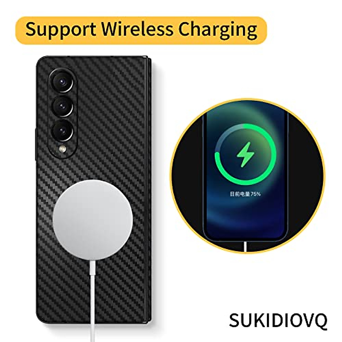 2 Pack for Samsung Galaxy Z Fold 4 Phone Sticker Skin Wrap 3M Vinyl Ultra Thin Slim Ultralight Decal Glass Protector Film Protective for Back Side Borders Camera