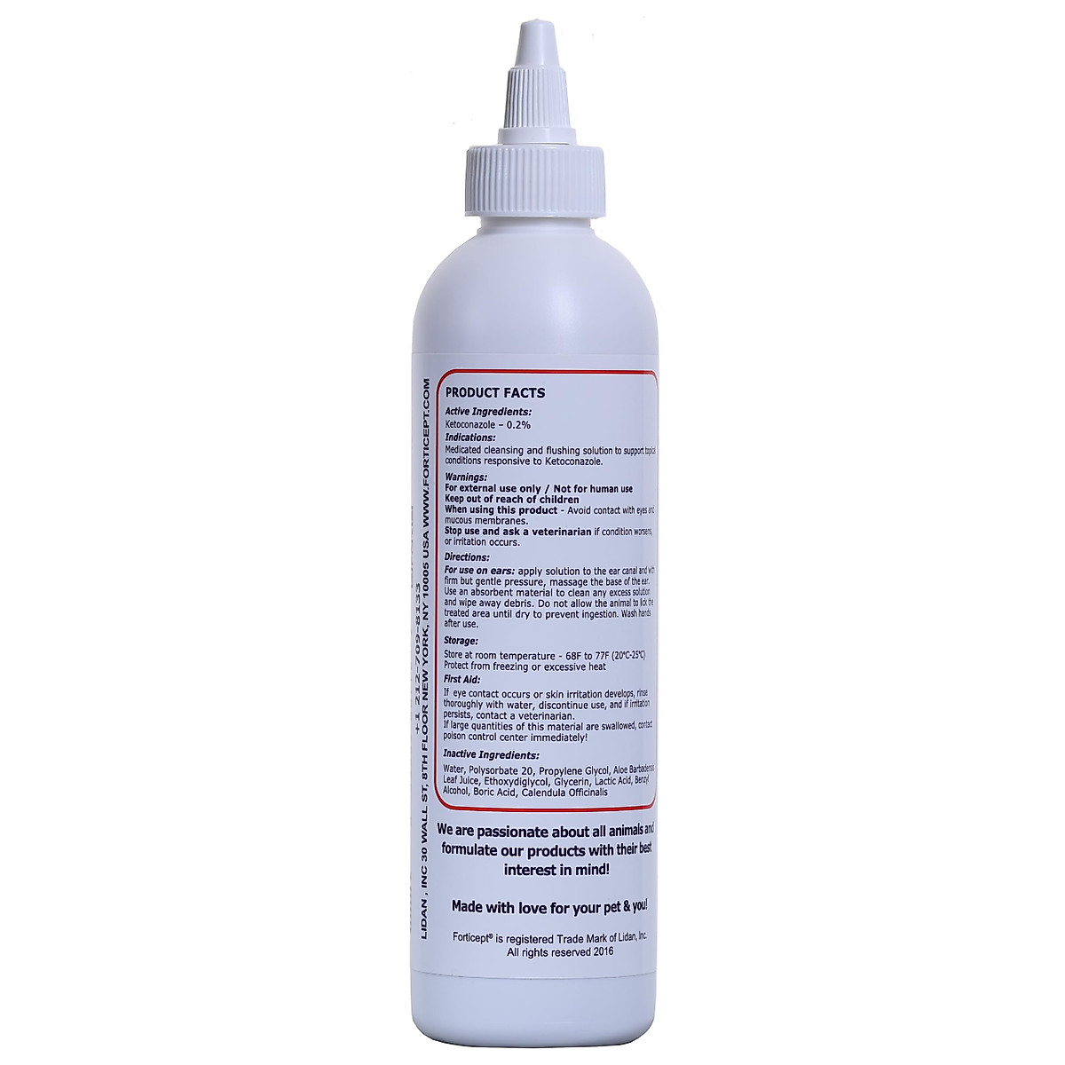 Forticept Dog Ear Infection Treatment, Dog Ear Cleaner, Itch Relief Cat and Dog Ear Wash Flush 8 oz