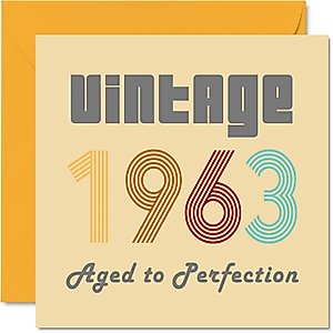 62nd Birthday Cards for Men Women - Vintage 1963 Aged To Perfection - 62 Birthday Card Funny for Her Him, 5.7 Inch Best Friend Birthday Greeting Cards for Mom Dad Papa Uncle Grandpa Grandma Aunt