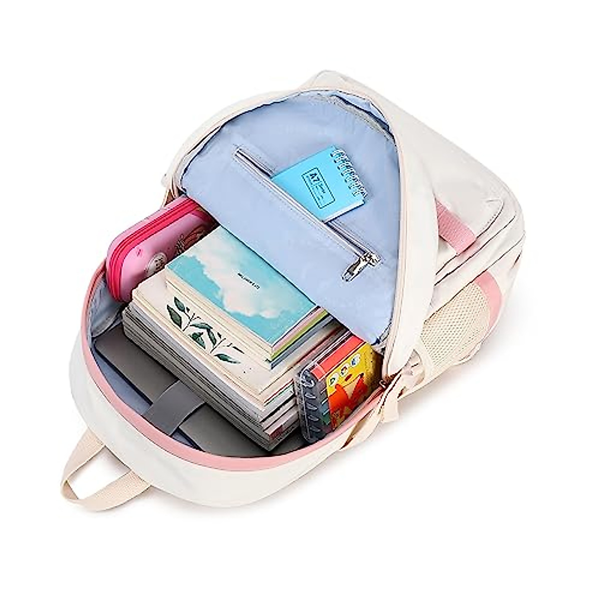 Jaygulf Waterproof Women Laptop Backpack Fashion Girl Daypack Cream