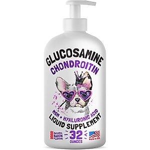 Liquid Glucosamine for Dogs Bacon Flavour Chondroitin, MSM & Hyaluronic Acid K9 Supplement Hip and Joint Formula Advanced Mobility Joint Pain Relief Senior Advanced Supplement for All Breeds 32 oz