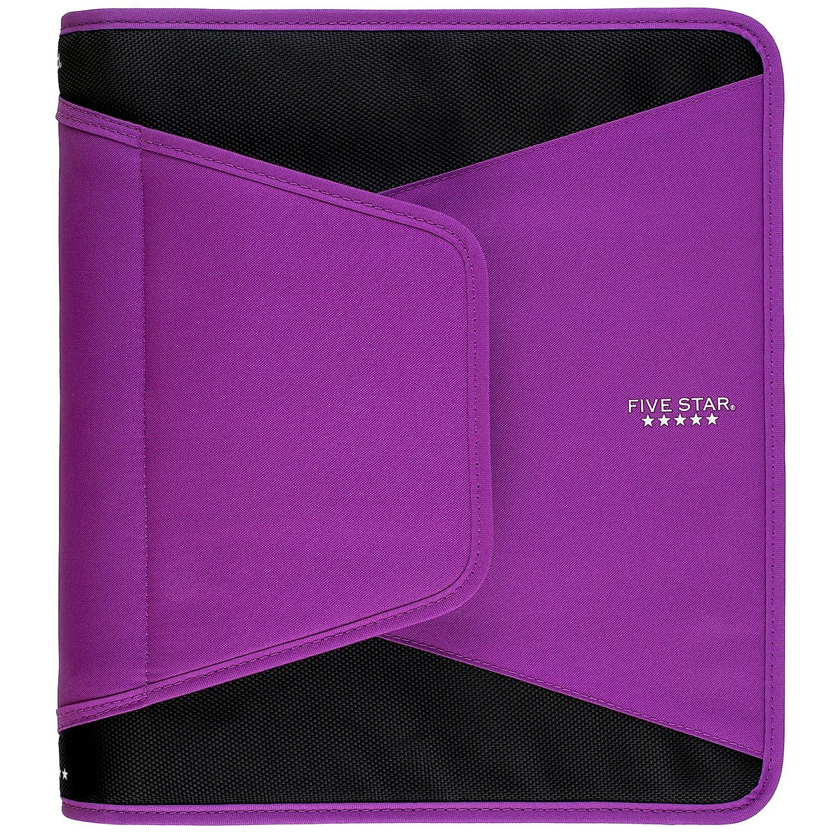 Five Star Zipper Binder, 1-1/2 Inch 3-Ring Binder for School, 3 Pocket Expanding File, 500 Sheet Capacity, Purple (72532)
