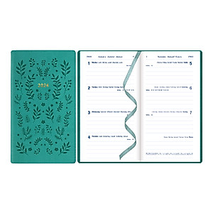 Letts of London Woodland Weekly Planner, 12 Months, January to December, 2024, Pocket Size, 5.875" x 3.125", Multilingual, Green (C082173-24)