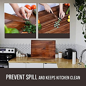 Cucina Green 30 Inches Noodle Board Stove Cover & Cutting Board - Large Acacia Wood Chopping Board with Juice Groove Adjustable Non Slip Rubberized Legs - Multi-Purpose Carving Board & Serving Tray