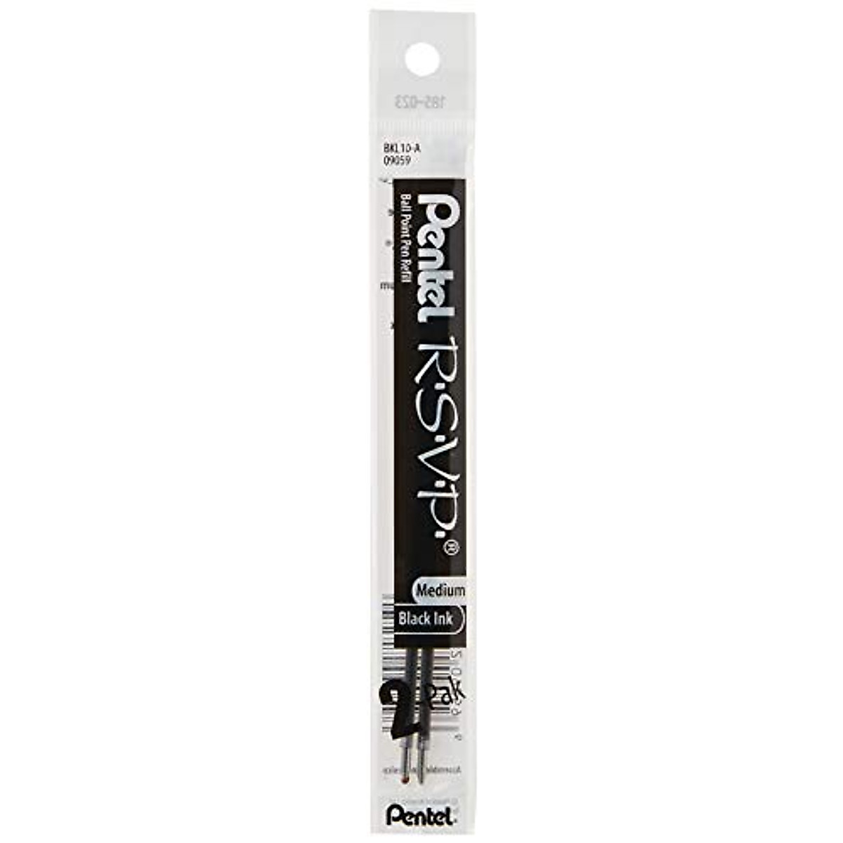 Pentel Refill Ink for BK91 Pentel R.S.V.P. Ballpoint Pen, Medium Line, Black Ink, 2-Pack (BKL10-A)