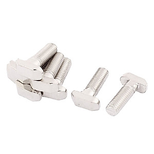 Qtqgoitem M8 Thread T-Slot Drop-in Stud Sliding Screw Bolt Silver Tone 8pcs (model: 4db c30 ed6 9b6 396)