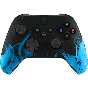 Modded Custom Rapid Fire Controller for Xbox One S & X - Blackout Blue LEDs Glossy Black Buttons - Master Mod