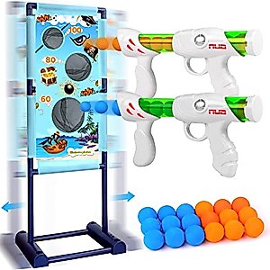 M AOMEIQI Kids Toys for 5 6 7 8 9 10+ Years Old Boys Shooting Game Toy Indoor Outdoor Games for Kids with Moving Shooting Target & 2 Blasters Guns & 18 Foam Balls - Compatible with Nerf Toy Guns