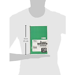 Mead Spiral Bound Notebook White, 3 Subject, College Rule, 6 x 9-1/2, Sold as 6 Pack (06900)