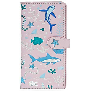 Shag Wear Large Shark Pattern Women's BiFold Wallet Pink Vegan Leather 7"