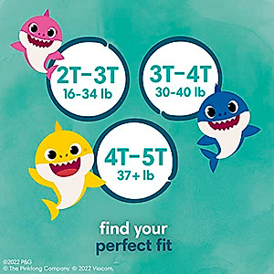 Pampers Pure Protection Training Underwear, Baby Shark, Size 4 2T-3T, 100 Count