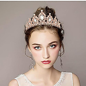 SuPoo Rose Gold Crown Tiaras for Women Birthday Crown Wedding Tiara Crystal Princess Quinceanera Crown Queen Tiara Headband Rhinestone Gems Party Decoration for Prom Halloween Christmas