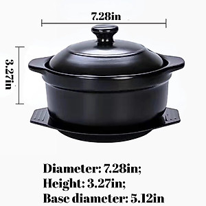 GOVNPJ Korean Stone Pot, Ceramic Sizzling Hot Pot for Bibimbap Korean Stone Bowl with Lid and Trivet 40 oz Clay Pot for Cooking, Korean Cooking Pot Korean Pot for Cooking Hot Pot Soup Meat Rice