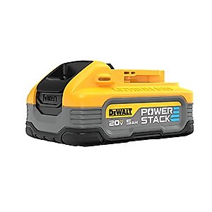 DEWALT 20V MAX Battery, POWERSTACK, More Power + More Compact, Rechargeable 5Ah Lithium Ion Battery (DCBP520)