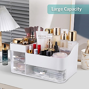 Makeup Organizer for Vanity - Skincare Organizers with Clear Drawers, Large Make Up Organizers and Storage, Bathroom Countertop Makeup Holder, Bedroom Desk Organizer for Cosmetics, Skin Care, Perfume