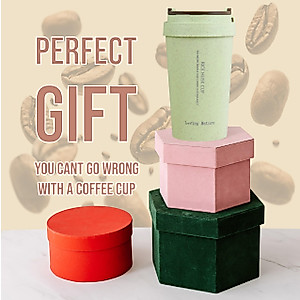 Loving Nature Rice Husk Cup, 14oz, BPA-Free, Double Wall Insulation, Reusable for Coffee Drinks, On-The-Go Travel Mug, Screw Tight Lid, Textured Grip, Lightweight, Water Bottle, Gifts (Green)