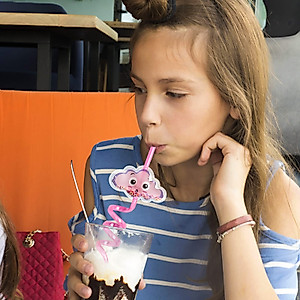 AFZMON Cloud Party Favors 24 PCS Cloud Drinking Straws with 2 Cleaning Brush On Cloud 9 Birthday Party Supplies Decorations