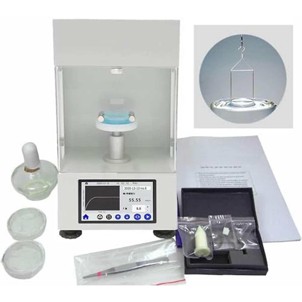 VTSYIQI Automatic Liquid Surface Tension Meter Lab Surface Tension Measuring Devices Interfacial Tension Measurement with Platinum Loop Range 0 to 1000 mN/m Accuracy 0.1mN/m ASTM D-971