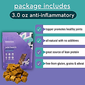 Momentum Carnivore Nutrition Freeze-Dried Anti-Inflammatory Pet Food Topper – Single-Ingredient Raw Supplement – Supports Joint Health & Reduces Inflammation for Dogs and Cats – 3 oz Pack