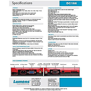 Lumens DC166 Ladibug SXGA XGA WXGA 6x Optical 8x Digital 20fps Document Camera