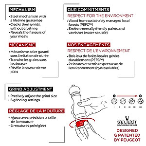 Peugeot - Paris u’Select Salt and Pepper Mill Set - Adjustable Grinders - Beechwood, Natural, 7in, (2/23386)
