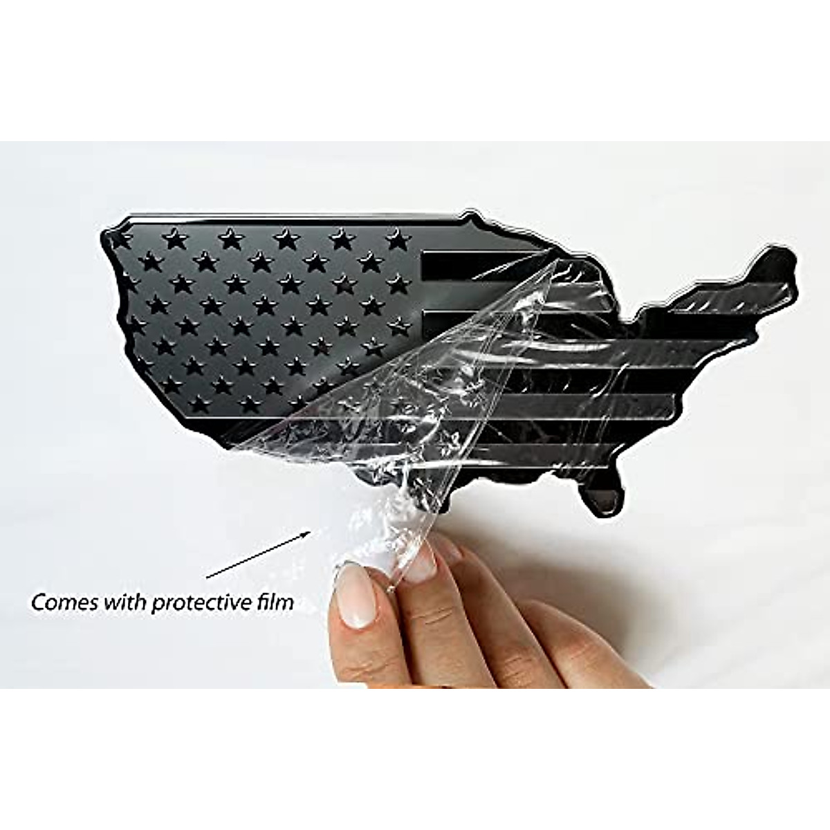 MULL USA Map Flag Metal Trailer Hitch Cover Heavy Duty for Trucks Cars SUV (Fits 2" Receiver, Black Map Flag)