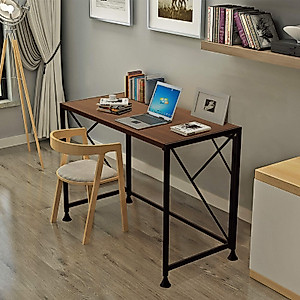 SINKCOL 40" Computer Desk, Folding Writing Desk with Modern Design Study Foldable Desk for Small Space, No Assembly Needed Portable Home Office Desk with Sturdy Metal Frame