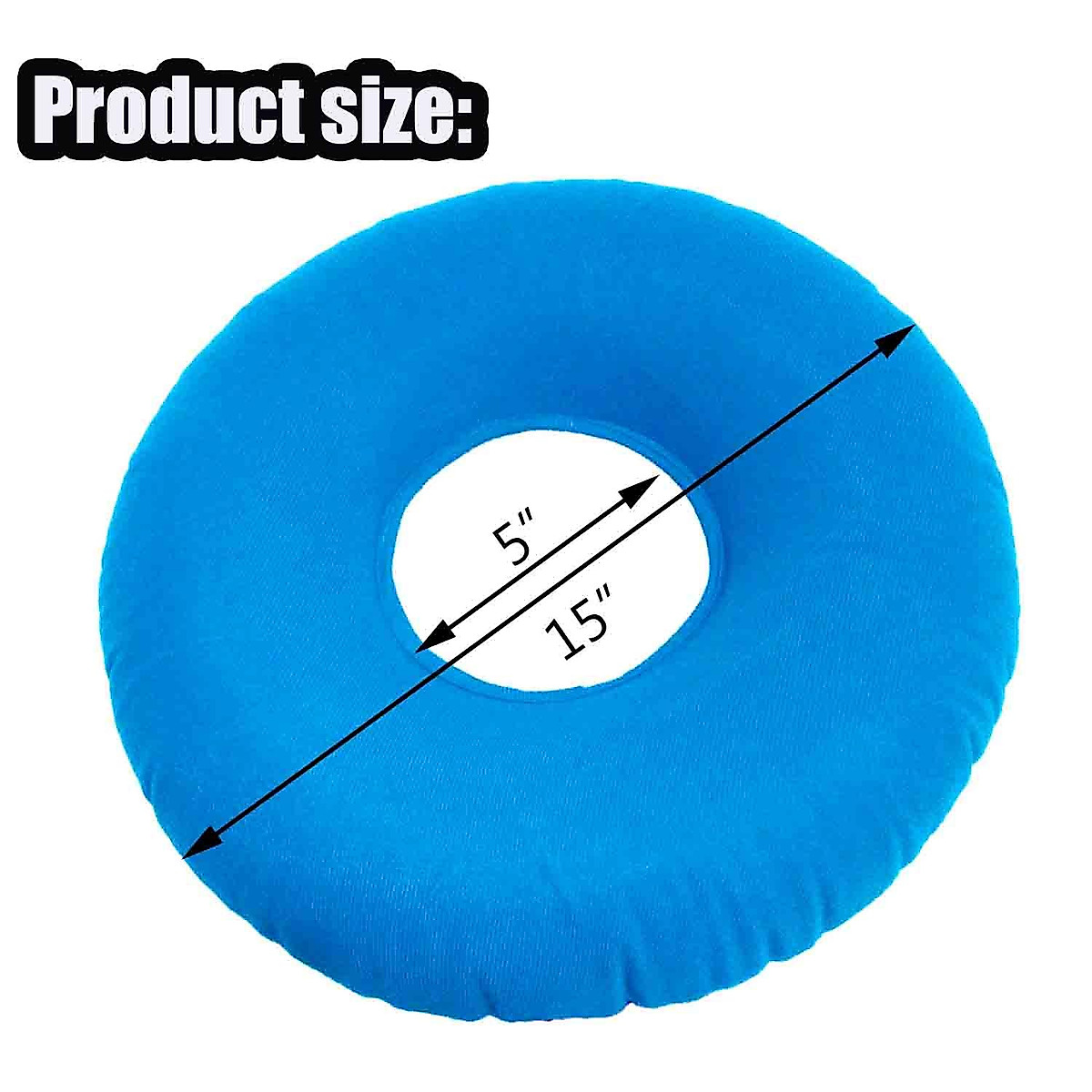 2 Pack Donut Pillow for Hemorrhoids, Inflatable Ring Donut Seat Cushion Pillow with A Pump, Hemorrhoid Seat Cushion, Round Wheelchairs Seat Cushion for Home, Car or Office Chair (15" Light Blue)