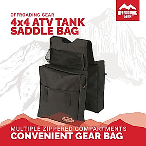 Offroading Gear 4x4 Waterproof Rear and Front Tank-Top Saddle Bag| With Two Compartments| Great for ATV| UTV| Snow Mobile| Quad Bike| Motorcycle| Etc. | Black