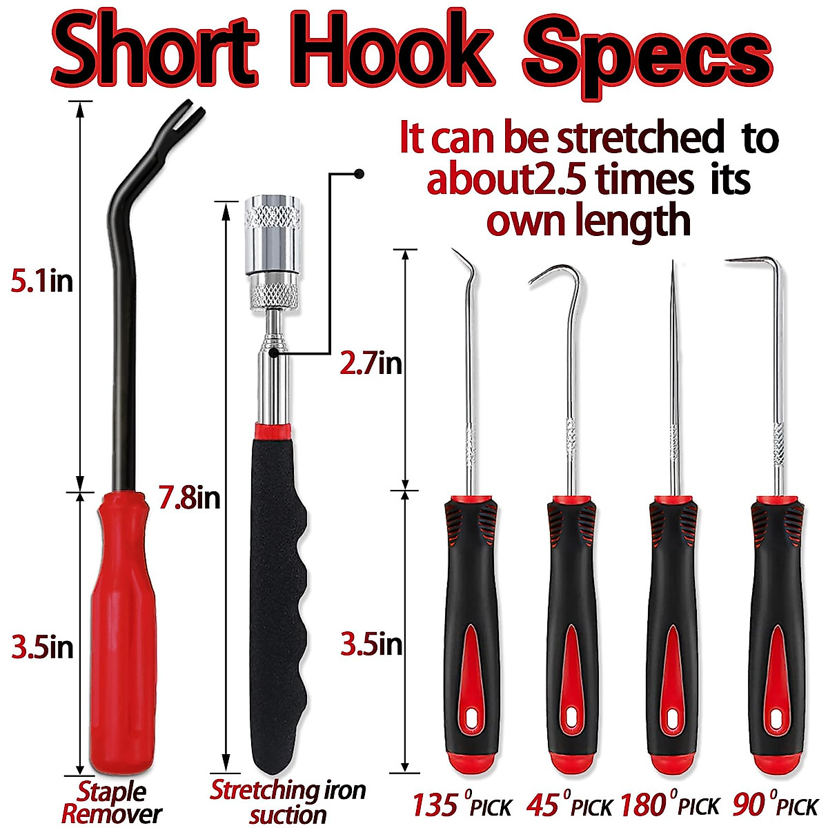 Keze 11Pcs Precision Pick & Hook Set with Scraper and Magnetic Telescoping Tool Kit for Remove Automotive Electronics Maintenance Hoses Gasket Hand Pick Up Tools