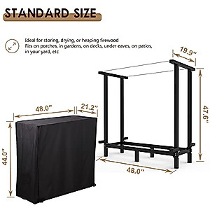 4Ft firewood rack outdoor with cover, Heavy-Duty Steel firewood rack outdoor indoor, fireplace wood stacker with Waterproof uv radiation wood rack cover
