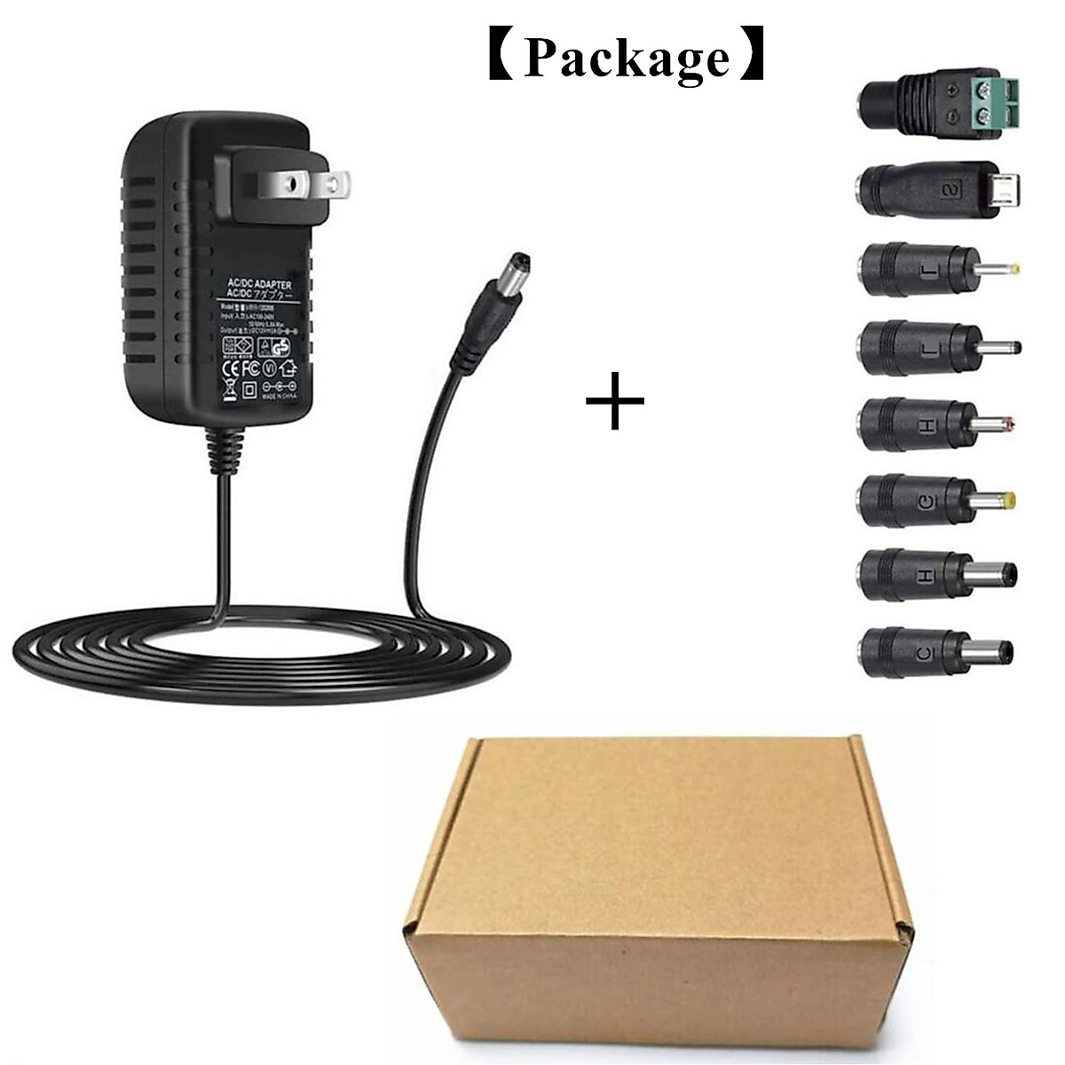 Universal AC Adapter 24V 1A Power Supply AC110V to DC24V Power Driver 5.5x2.1mm with 8 DC Plugs DC24V 100mA 500mA1000mA Charger Transformer 24V AC-DC Adapter
