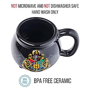 Silver Buffalo Warner Bros Harry Potter Hogwarts School Crest Cauldron 3D Sculpted Ceramic Coffee Mug, 20 Ounces