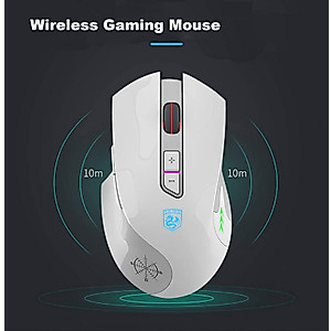Rechargeable Keyboard and Mouse,Suspended Keycap Mechanical Feel Backlit Gaming Keyboard Mouse Set-Wireless 2.4G Drive Free,Adjustable Breathing Lamp,Anti-ghosting,12 Multimedia Keys (White-Combo)