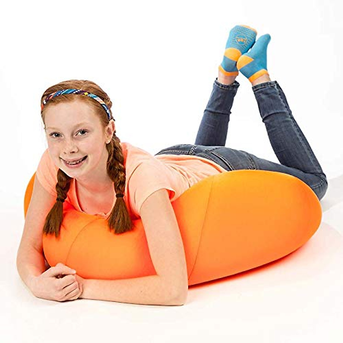 Fun and Function - Mega Mushy Smushy Bean Bag Chair - Alternative Seating Options for Classrooms, Clinic & Home Use - Lightweight & Calming - Large, 24 Inches - Orange