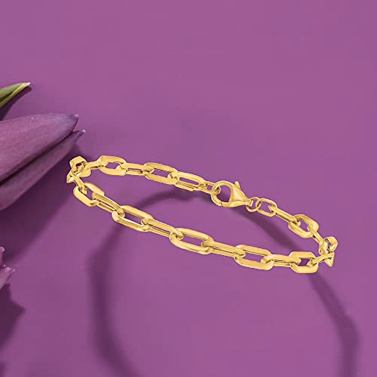 Ross-Simons Italian 14kt Yellow Gold Paper Clip Link Bracelet. 7 inches