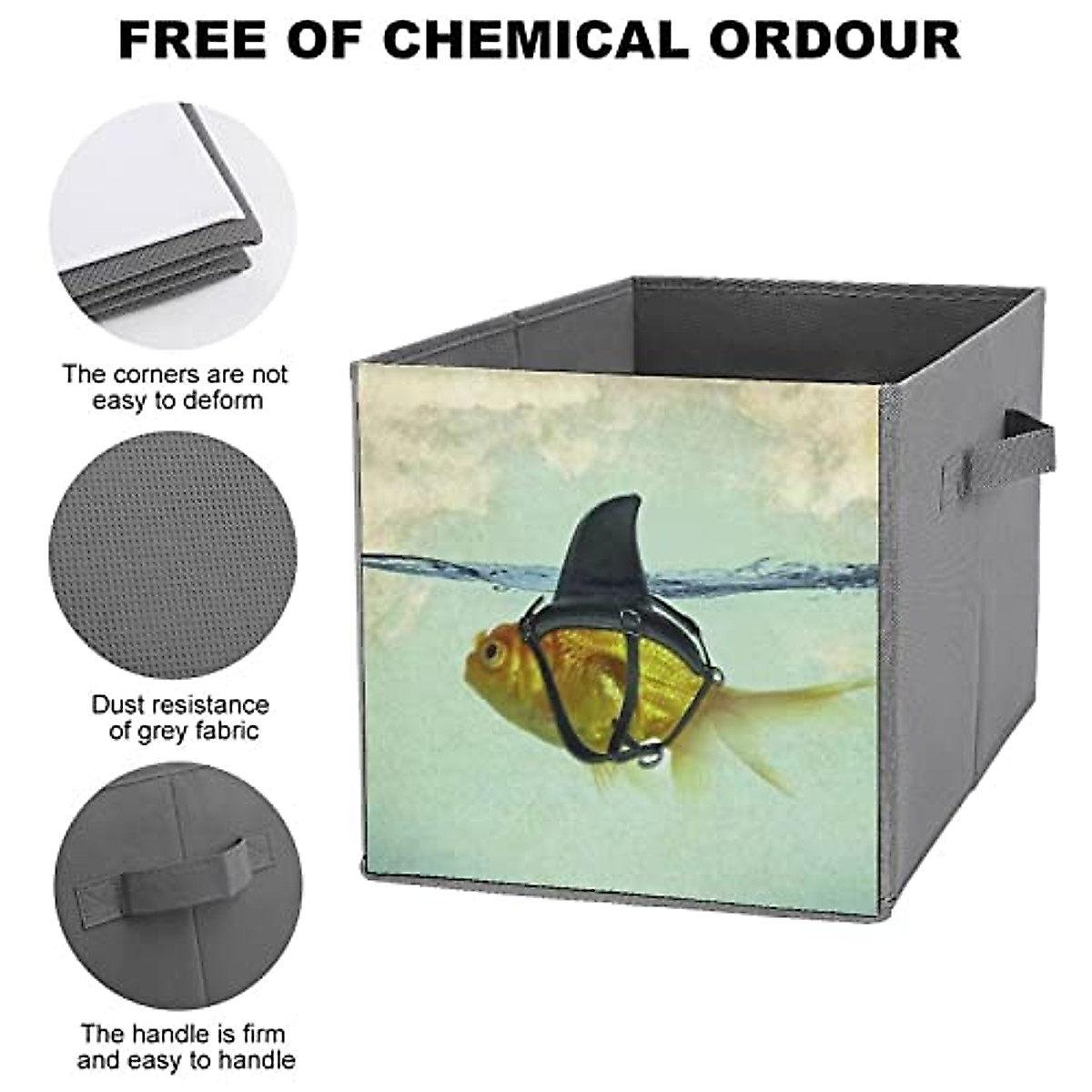 Perfect Disguise Foldable Storage Bins Printd Fabric Cube Baskets Boxes with Handles for Clothes Toys, 11x11x11