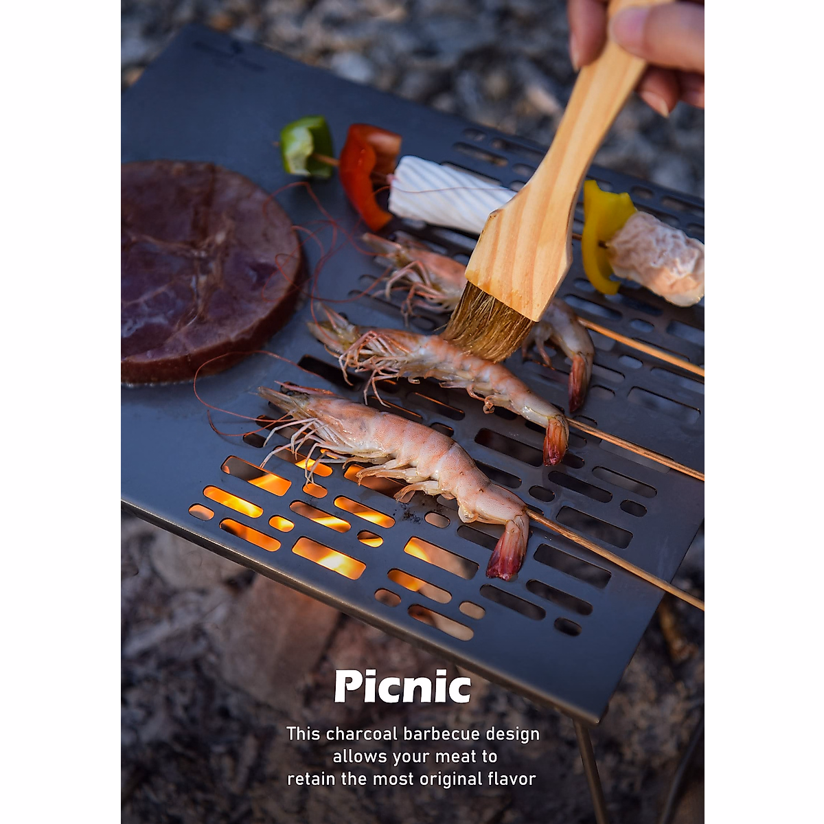 Boundless Voyage Titanium Folding Campfire Grill Portable Outdoor Camping Barbecue Grill Grate with Legs