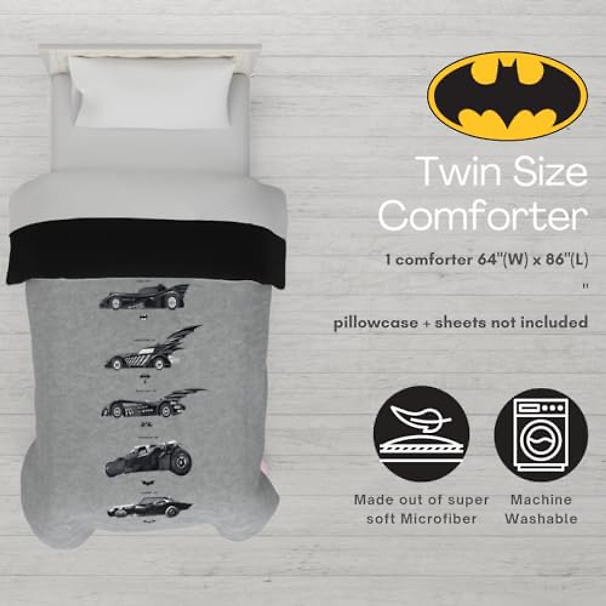 Franco Collectibles Batman Classic Bedding Super Soft Cozy Microfiber Reversible Comforter, Twin, (Officially Licensed Product)