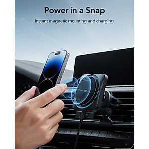 ESR for MagSafe Car Mount Charger with CryoBoost, Magnetic Wireless Car Charger Compatible with MagSafe Car Charger, for iPhone 16/15/14/13/12, Fast Phone Cooling Charger Set, 36W QC 3.0 Adapter