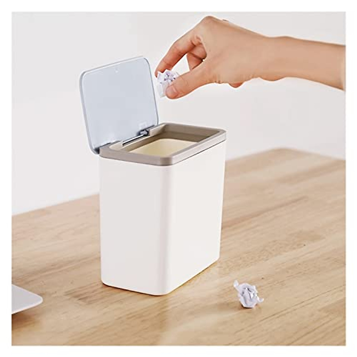 FEER Square Waste Bin Desktop Garbage Basket Home Table Office Supplies Trash Can Dustbin Sundries Barrel Box Blue, Size : 15 * 8.5cm