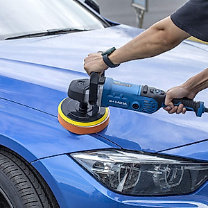 G LAXIA 7-inch Polisher, 10.8Amp Buffer Polisher with 6 Variable Speeds 600-3500RPM, Detachable Handle, 3 Pads for Car Polishing and Waxing