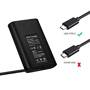 65W 20V 3.25A USB-C Power Adapter Charger for Dell LA65NM170, 2YKOF, 02YKOF, Dell XPS 12 9250, Dell Latitude 12 7275, Dell Latitude 13 7370 and Other Type C Devices