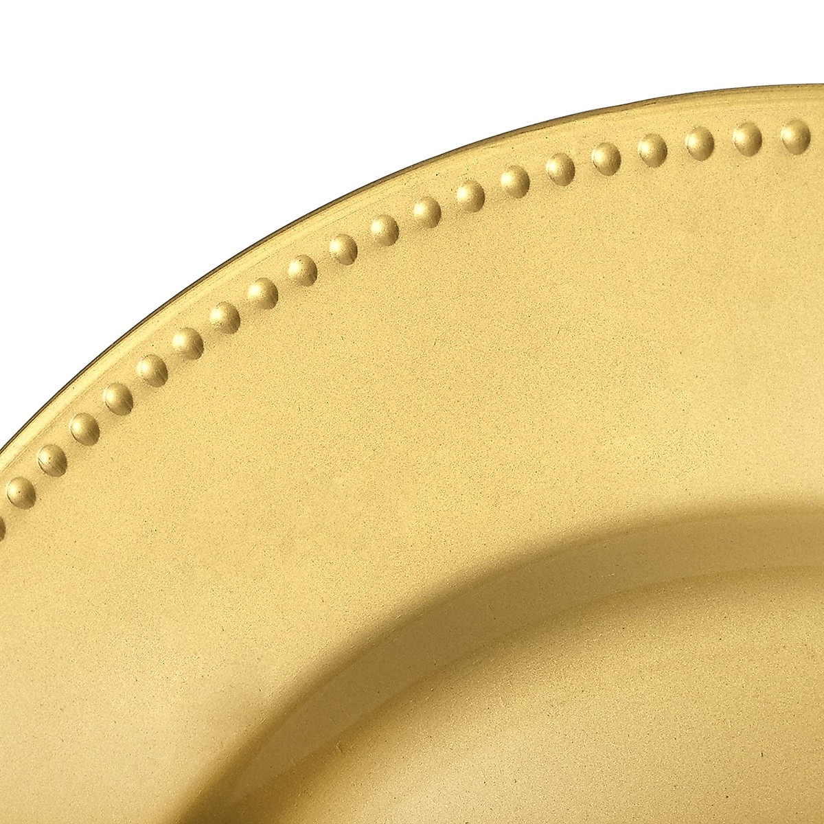 Okllen 12 Pack Plastic Gold Charger Plates, 13" Round Beaded Charger Plates Decorative Dinner Chargers, Embossed Charger Serving Plates for Wedding, Catering Event, Tabletop Decor