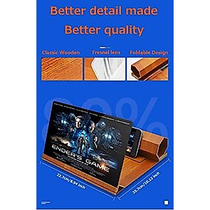 ORETECH Screen Magnifier, 12 inch Foldable Smart Phone Screen Amplifier Projector Movie Video Enlarger Wooden Phone Holder Stand with 3D Screen Magnifying Amplifying Glass for All Smart Phone Model