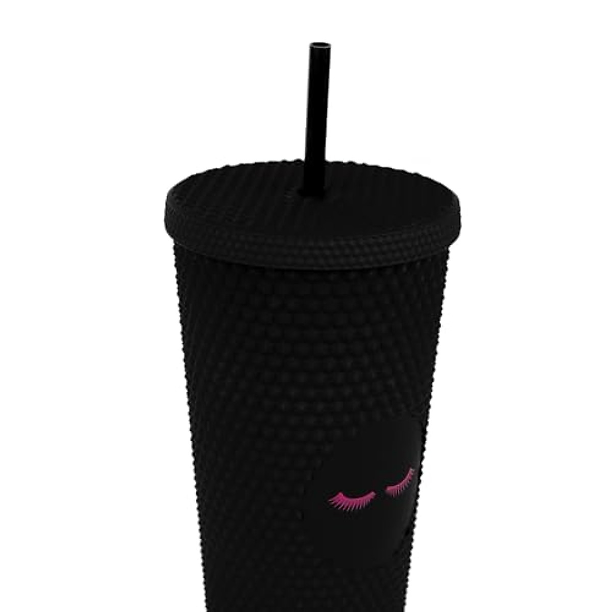 PLA Beauty Studded Tumblers | Insulated Double Wall | With Screw on Lid and Straw | Cold Beverage | Hand Wash | 24 oz (Black Lash)