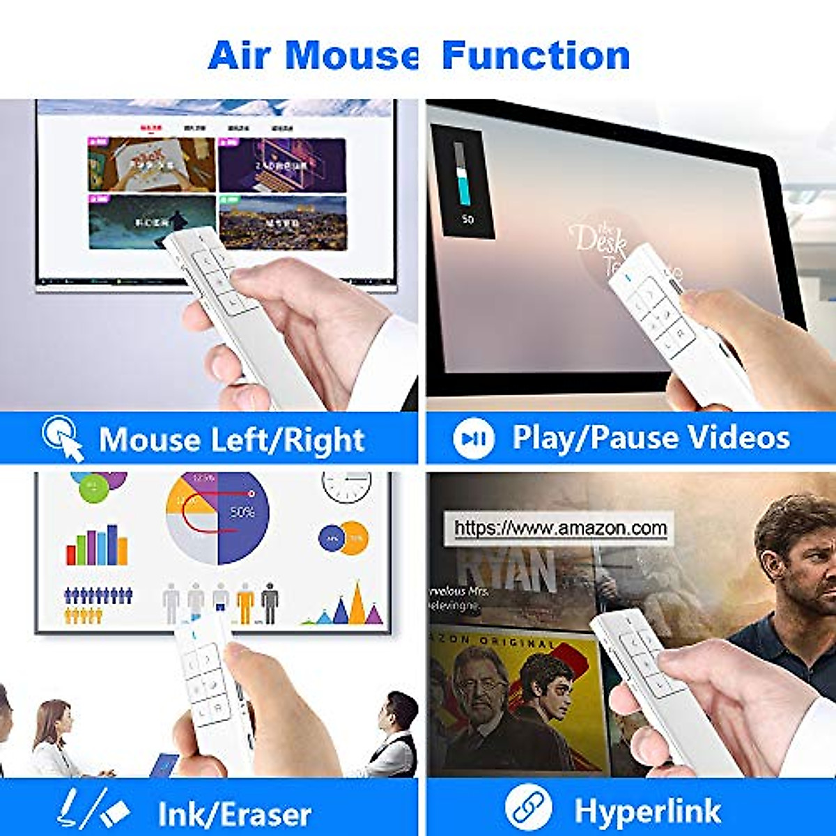 NORWII N99 Wireless Presenter Mouse Pointer, 2.4GHz Presentation Clicker Rechargeable PPT PowerPoint Clicker for Powerpoint Presentation Remote Slide Advancer, Support Hyperlink/Volume/Pause/Mac